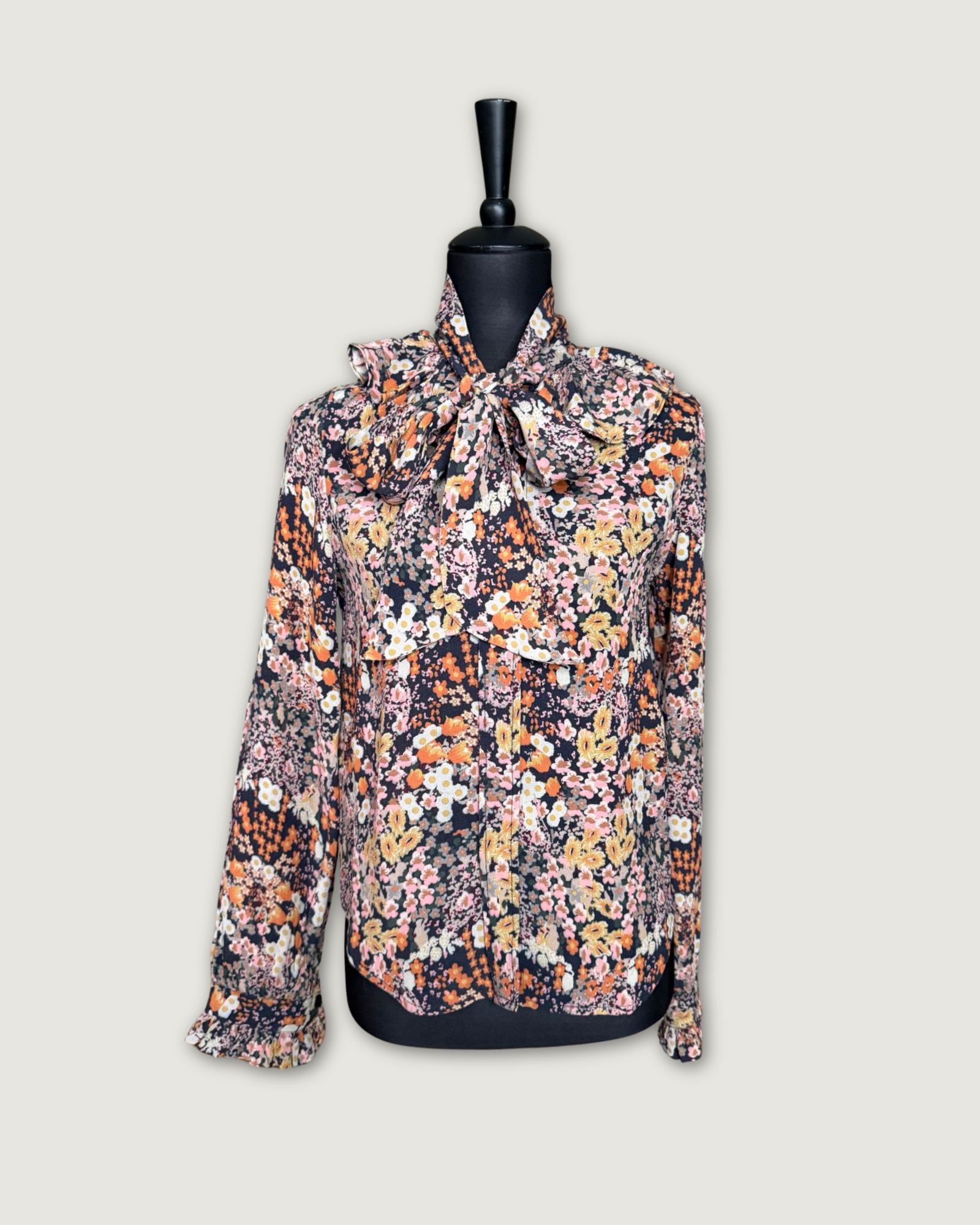 Blouse Laurence Bras fleurs col cravate T0 – Seconde Main – 107.BUTIKK